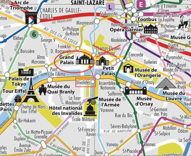 Grand Palais - Invalides Station Area Map - Paris by Train