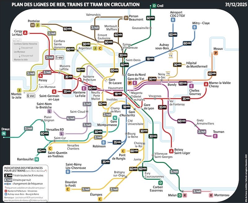 Paris Metro RER New Year's Eve Operating Hours 2025 / 2026 - Paris by Train